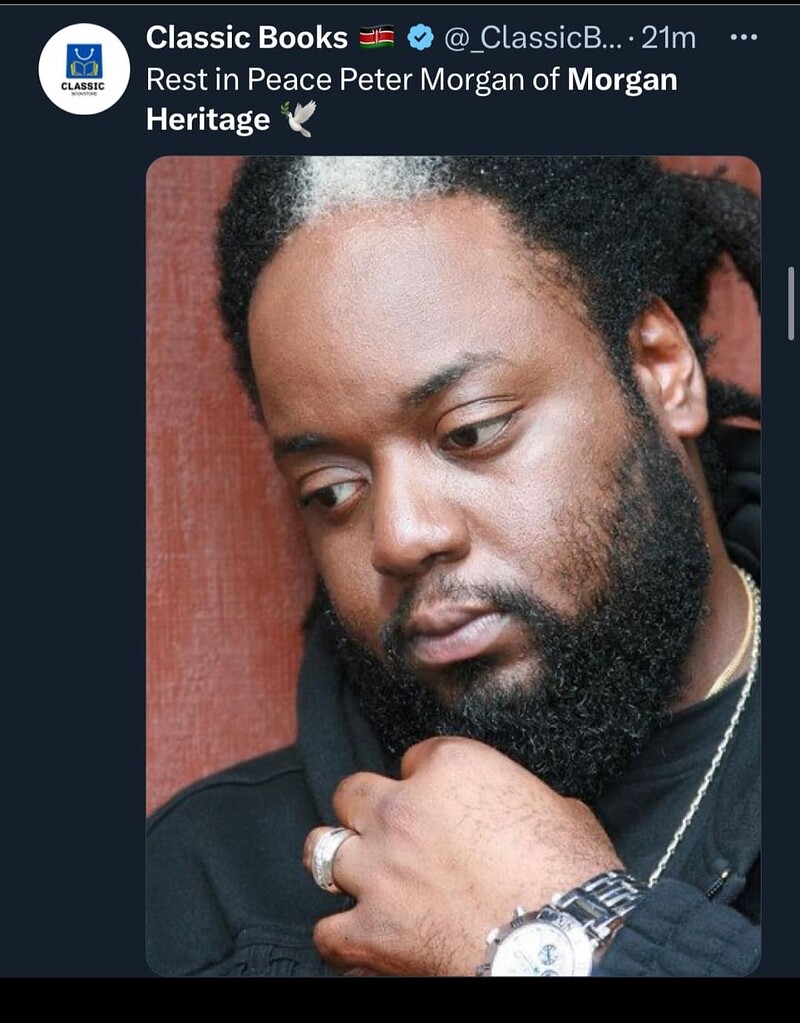 Peter Morgan Heritage dead - Music - Kenya Talk