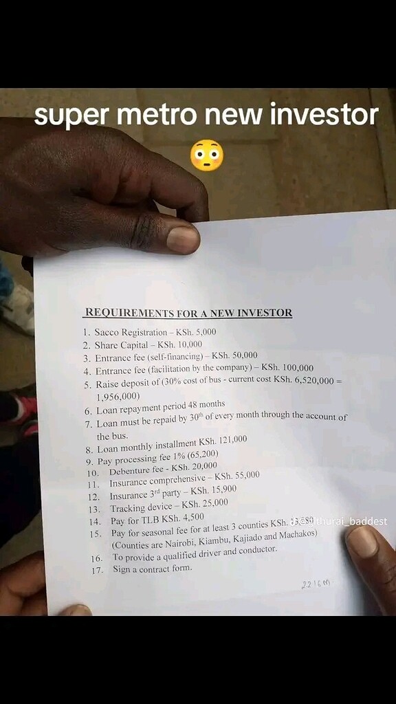 Super metro new investor charges - General - Kenya Talk