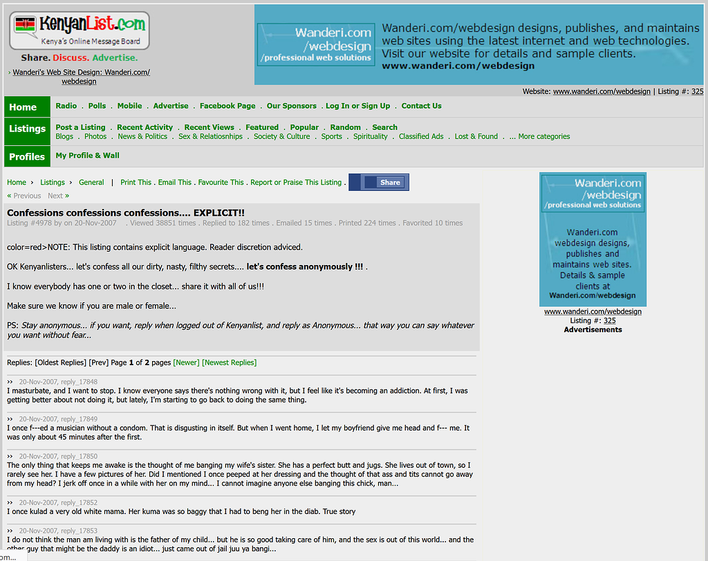 Disturbing confessions Kenyanlist - Sex & Relationships - Kenya Talk