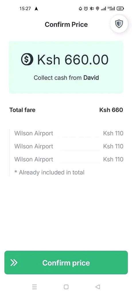 Bolt app adds parking fee to the total fare only seen by the driver ...