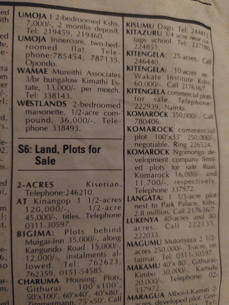 Kwa nini hamna shamba Nairobi? 23rd May 1996 - General - Kenya Talk