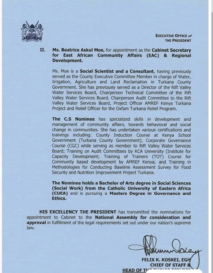 Ruto has nominated Ms. Dorcas Agik Oduor as Attorney General - General ...