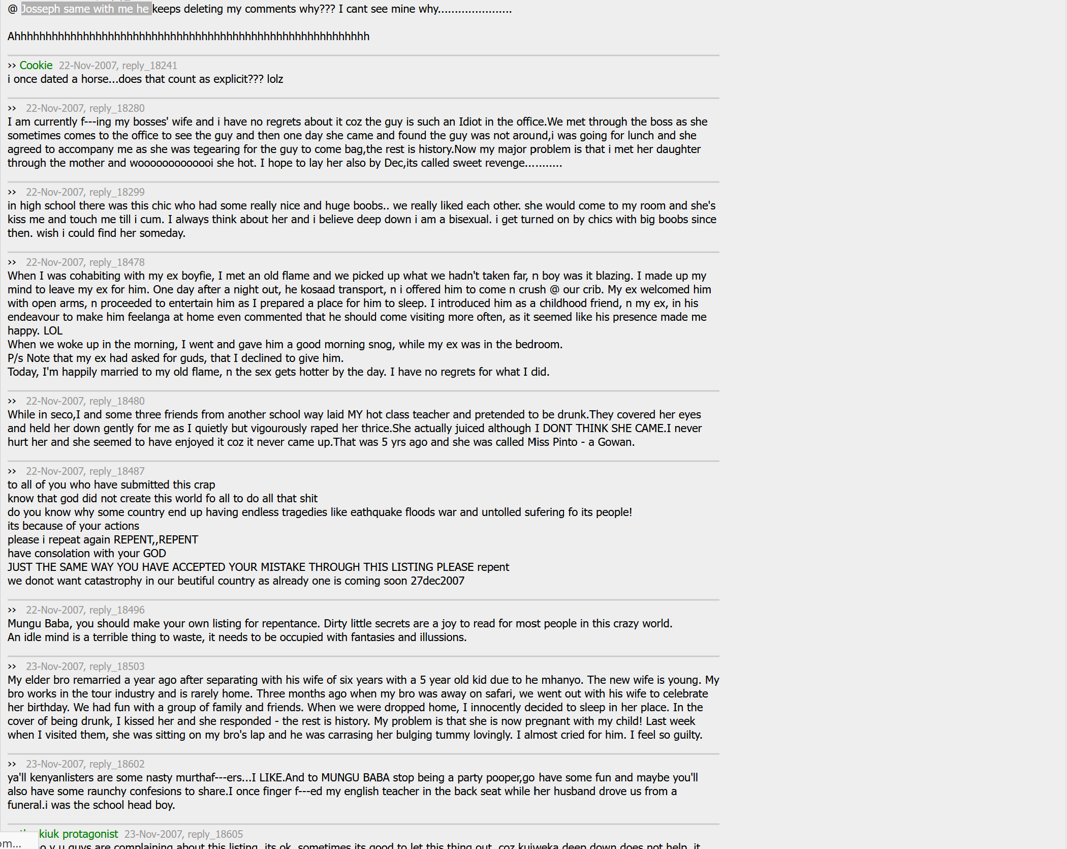 Disturbing confessions Kenyanlist - Sex & Relationships - Kenya Talk