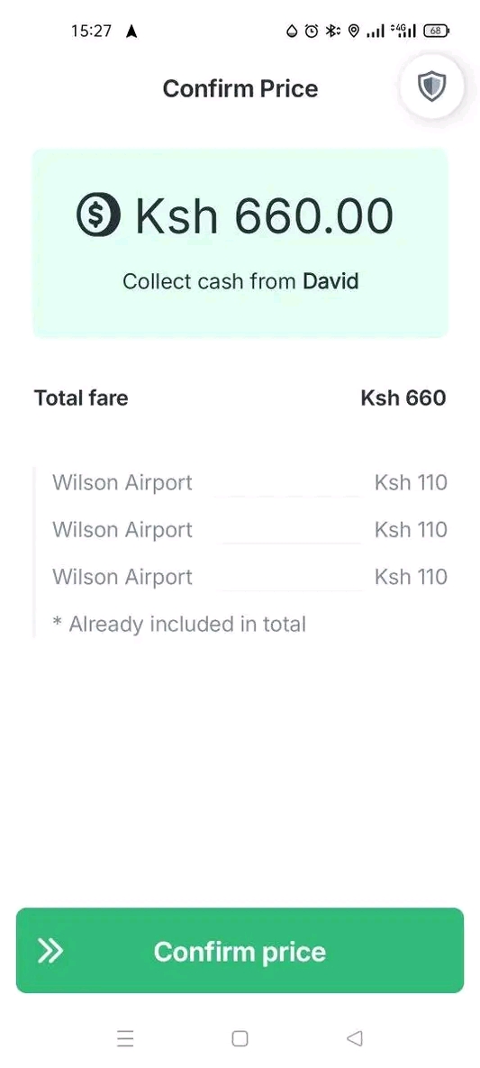 Bolt app adds parking fee to the total fare only seen by the driver ...