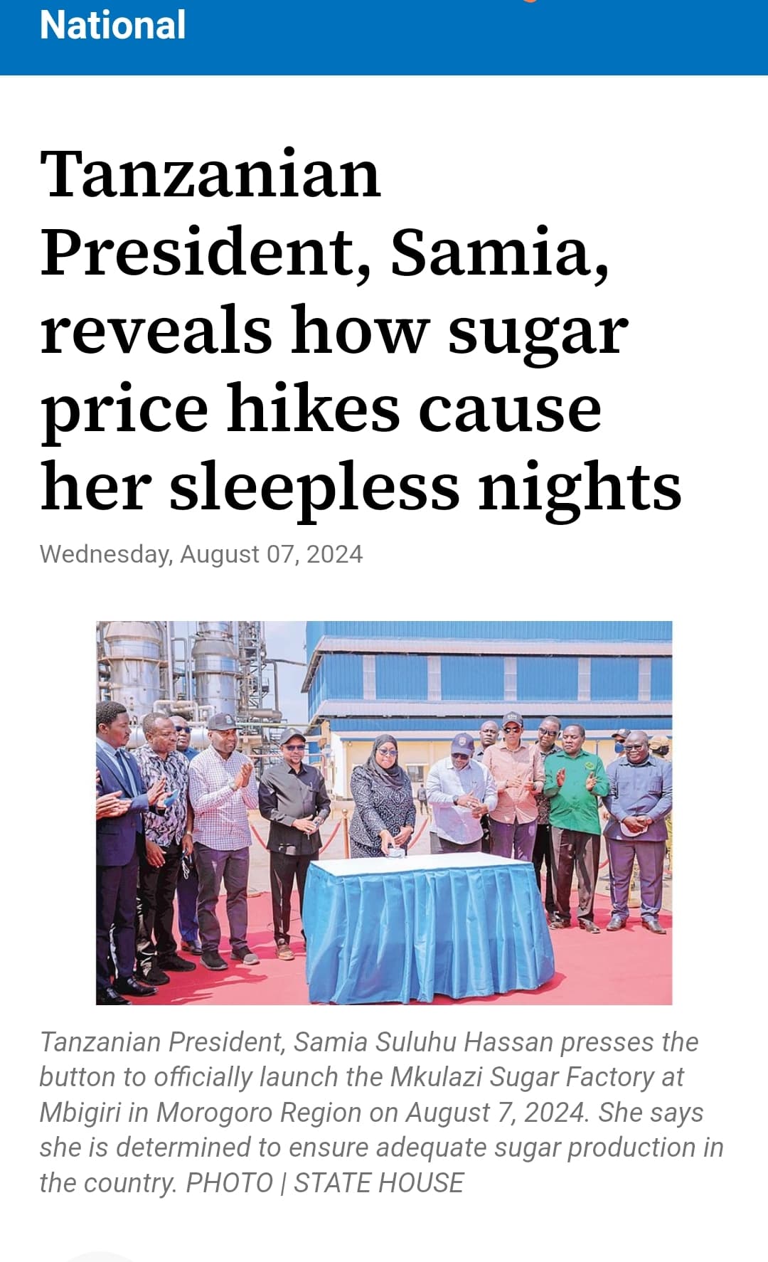 Tanzania Today: Inauguration of Sugar Factory Mkulazi Mbigiri Morogoro ...