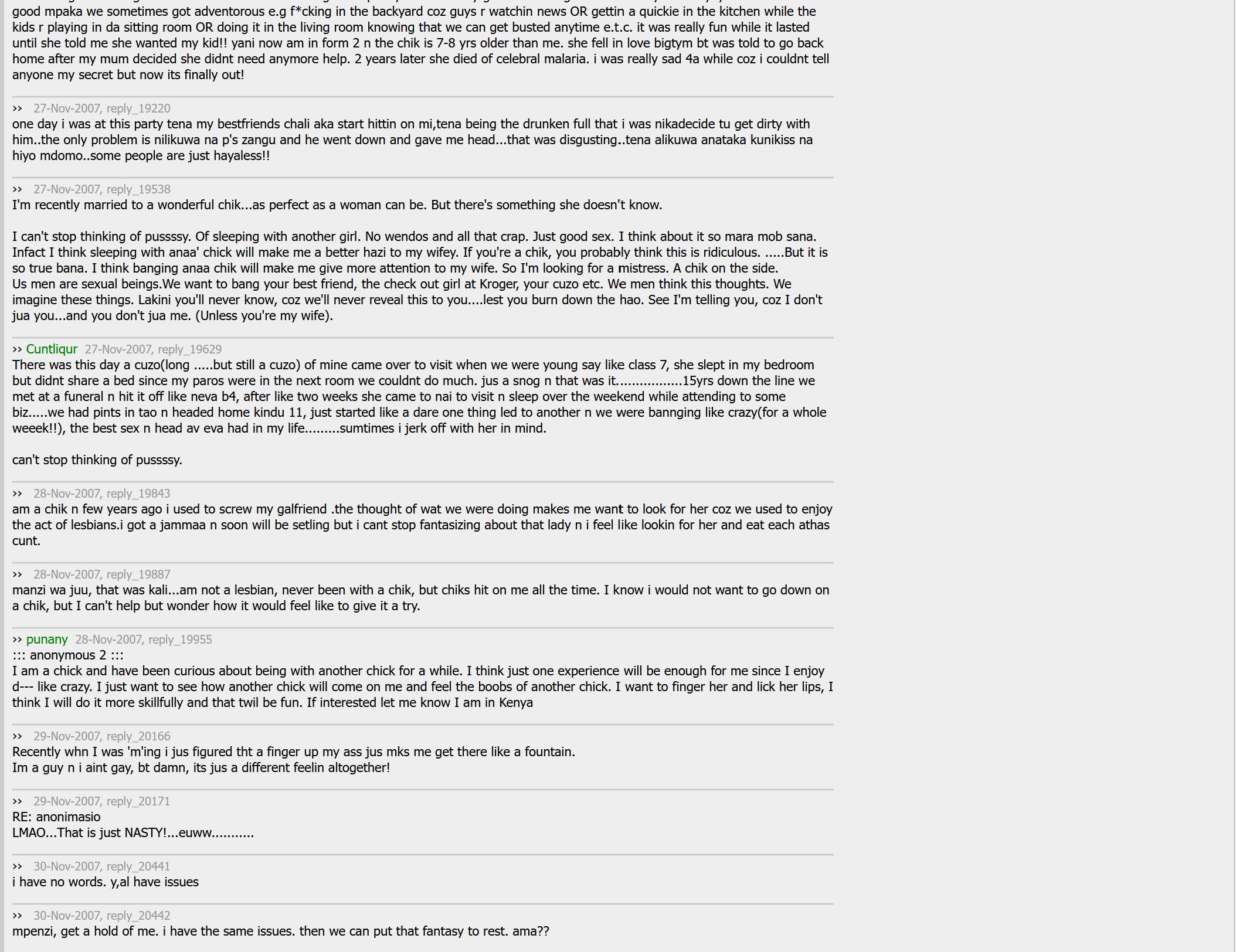 Disturbing confessions Kenyanlist - Sex & Relationships - Kenya Talk