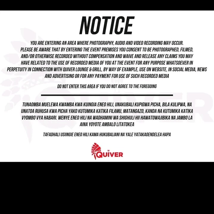 Quiver lounge photograph policy - General - Kenya Talk